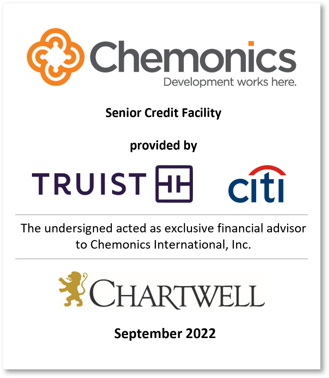 Chartwell Advises Chemonics on Refinancing of Senior Debt - Chartwell